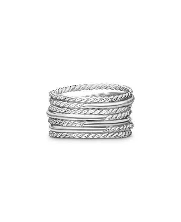 David Yurman Sterling Silver And Diamond Crossover Ring