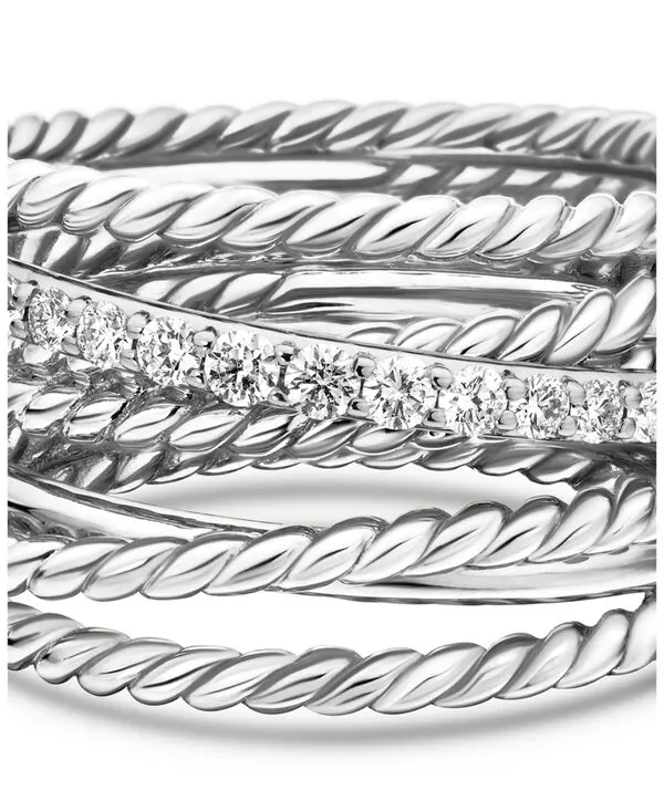 David Yurman Sterling Silver And Diamond Crossover Ring