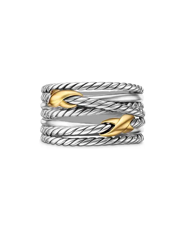 David Yurman Double X Crossover Ring - Silver/yellow Gold