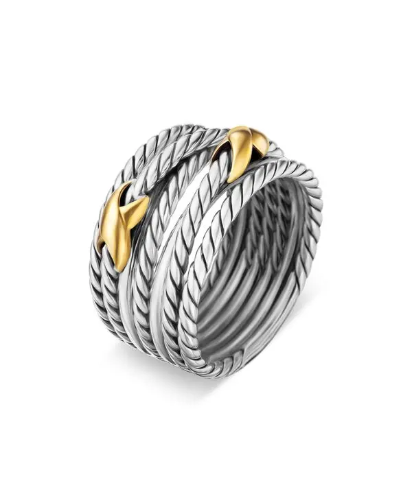 David Yurman Double X Crossover Ring - Silver/yellow Gold