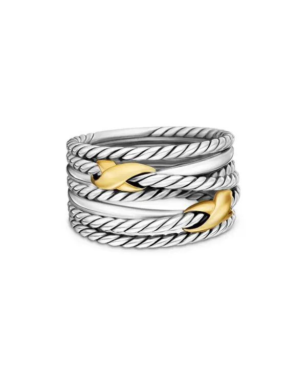 David Yurman Double X Crossover Ring - Silver/yellow Gold
