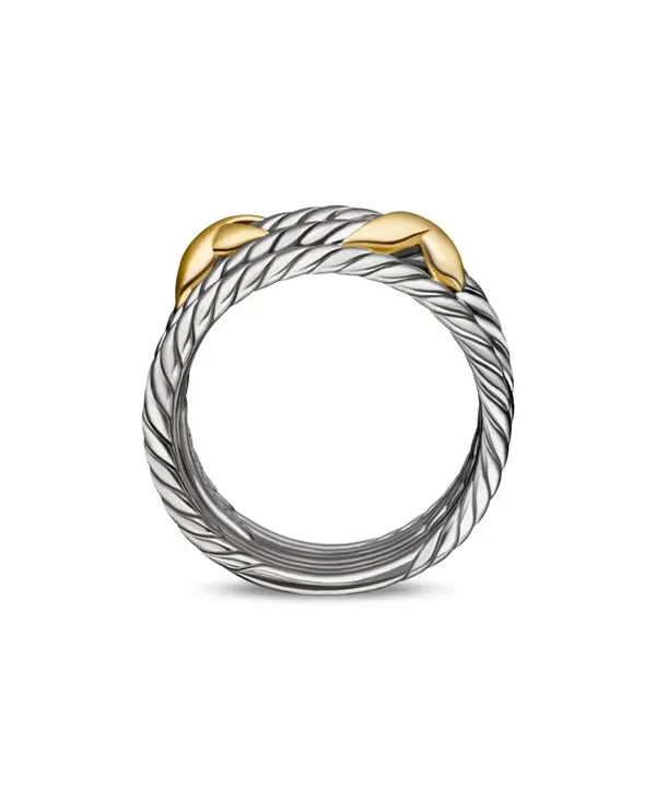 David Yurman Double X Crossover Ring - Silver/yellow Gold