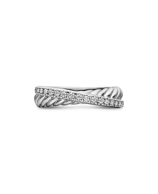 David Yurman Crossover Ring With Diamonds - Silver