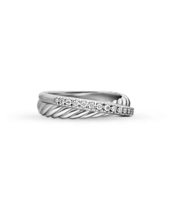 David Yurman Crossover Ring With Diamonds - Silver