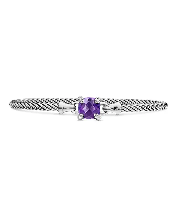 David Yurman Chatelaine Bracelet With Amethyst And Diamonds - Amethyst/silver