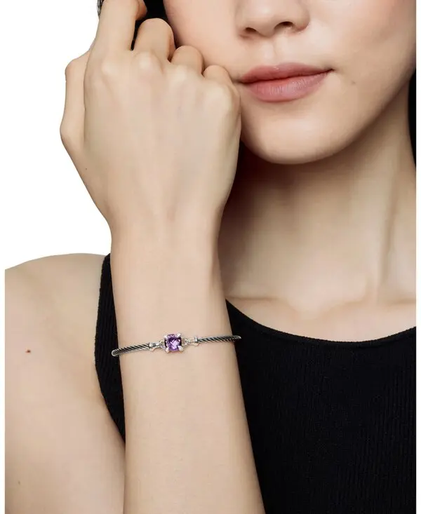 David Yurman Chatelaine Bracelet With Amethyst And Diamonds - Amethyst/silver