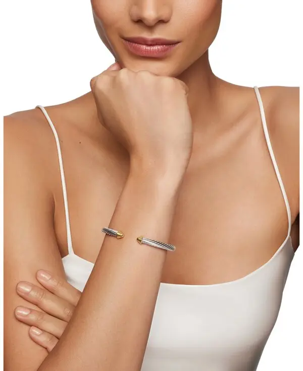 David Yurman Classic Cable Bracelet In Sterling Silver With 14k Yellow Domes, 5mm
