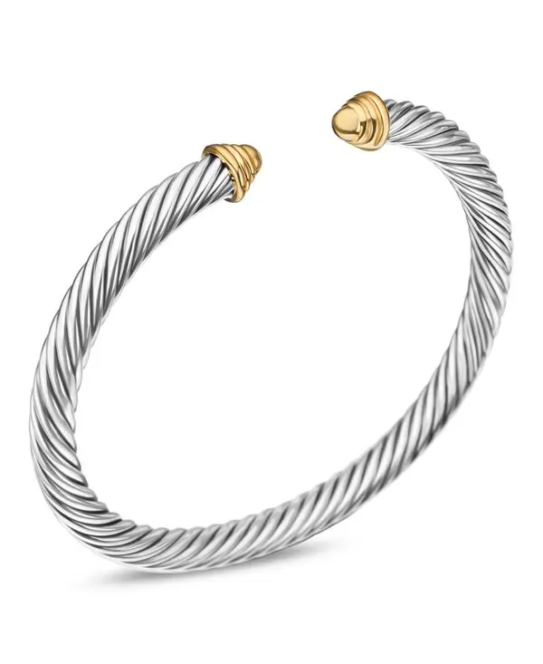 David Yurman Classic Cable Bracelet In Sterling Silver With 14k Yellow Domes, 5mm