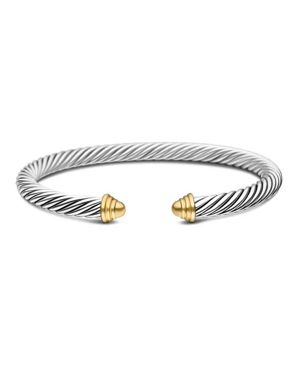David Yurman Classic Cable Bracelet In Sterling Silver With 14k Yellow Domes, 5mm
