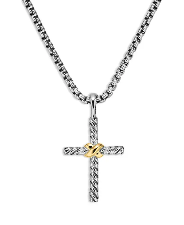 David Yurman Petite X Cross Pendant Necklace - Silver/yellow Gold