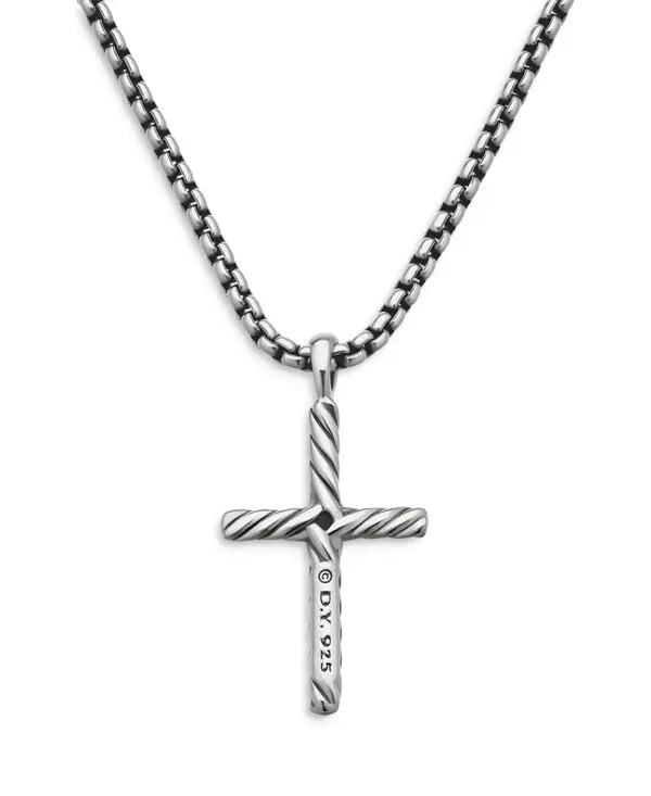 David Yurman Cable Classics Cross Necklace With Diamond - Silver