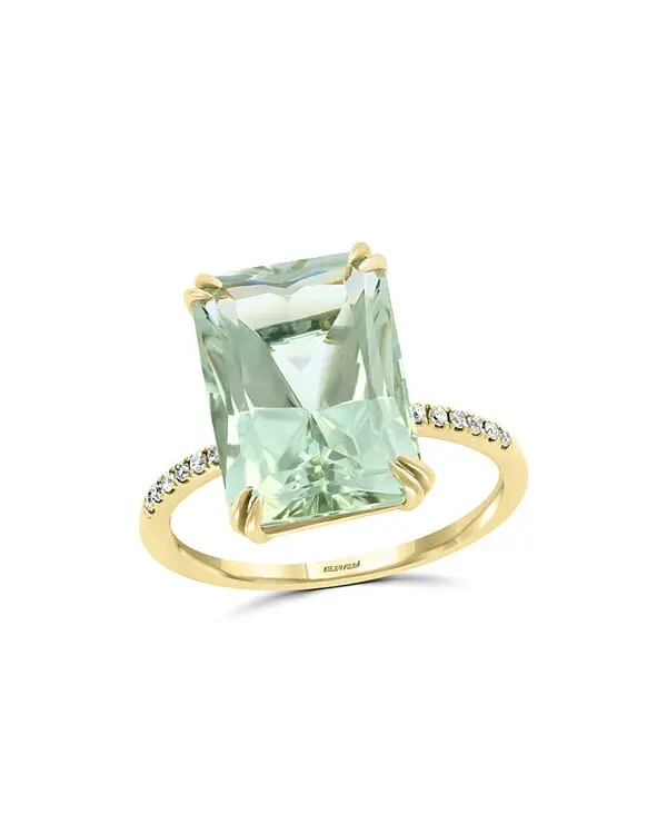 Bloomingdale'S Prasiolite And Diamond Ring - Green/gold