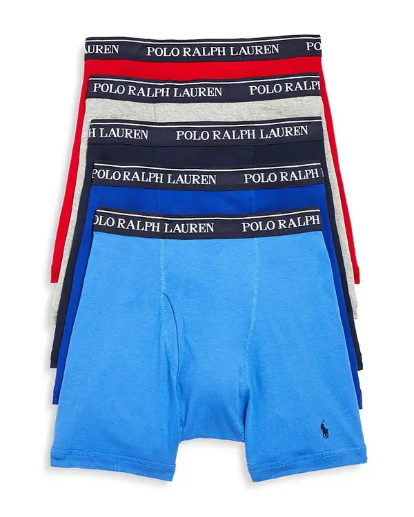 Polo Ralph Lauren Classic Fit Boxer Briefs Pack Of 5 - Gray/blue/dark Blue/red
