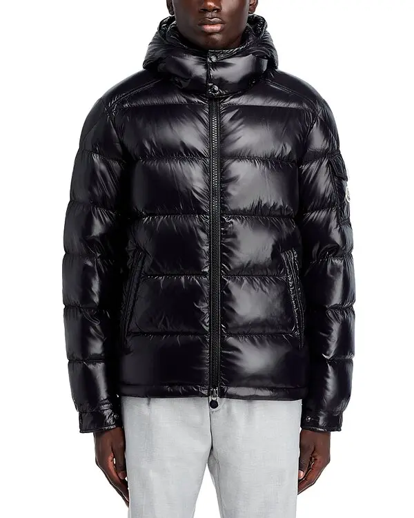 Moncler Ecrins Shiny Down Puffer Jacket Black Editorialist