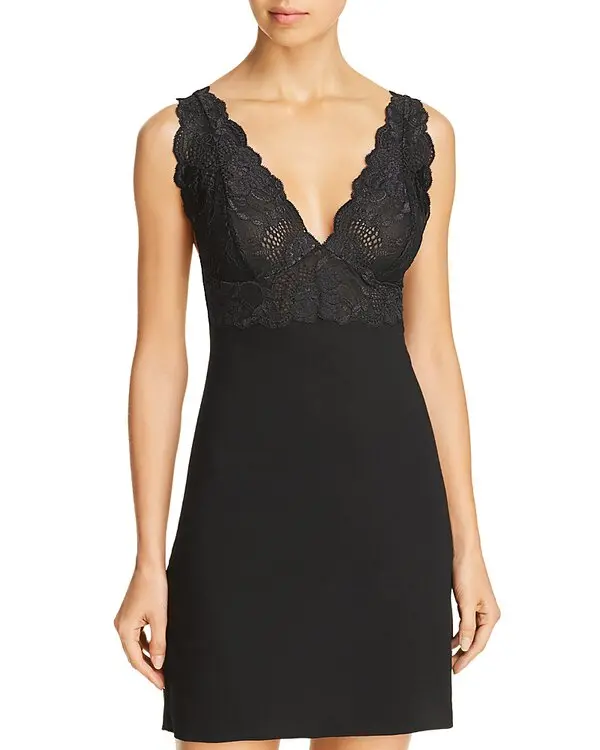 Natori Zen Floral Chemise - Black
