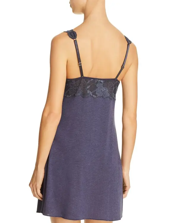 Natori Zen Floral Chemise - Heather Navy Blue