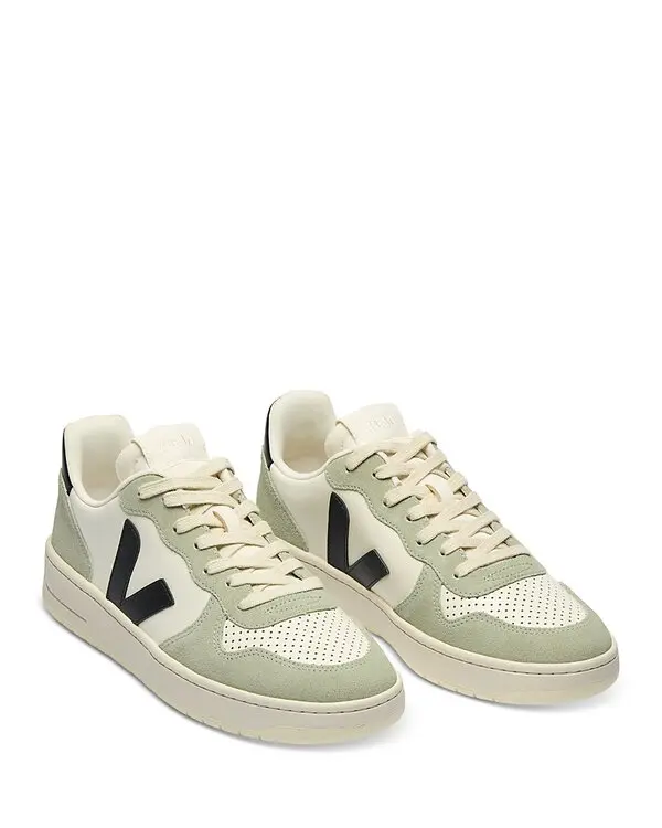 VEJA V- Low Top Leather Sneakers - Black Clay