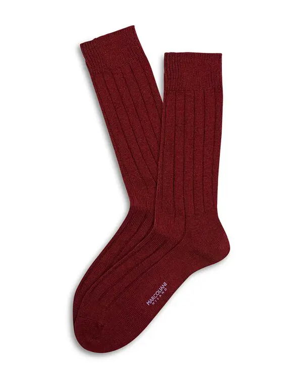 Marcoliani Cashmere Ribbed Dress Socks - Bordeaux