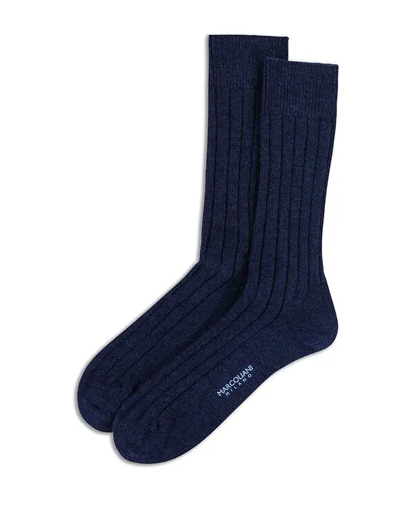 Marcoliani Cashmere Ribbed Dress Socks - Cadet Blue