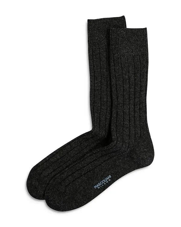 Marcoliani Cashmere Ribbed Dress Socks - Charcoal