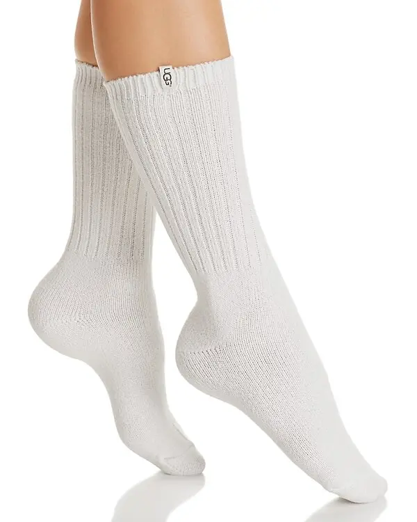 UGG Rib Knit Crew Socks - White