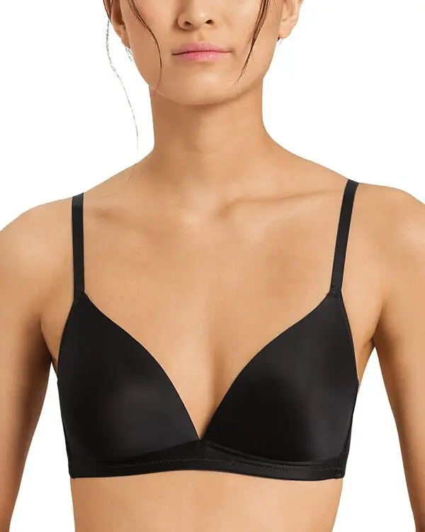 Hanro Satin Deluxe Soft Cup Wireless T-shirt Bra - Black