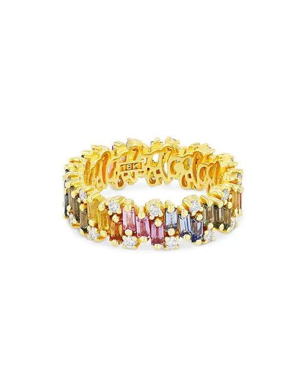 SUZANNE KALAN 18k Yellow Fireworks Sapphire & Diamond Eternity Ring - Gold