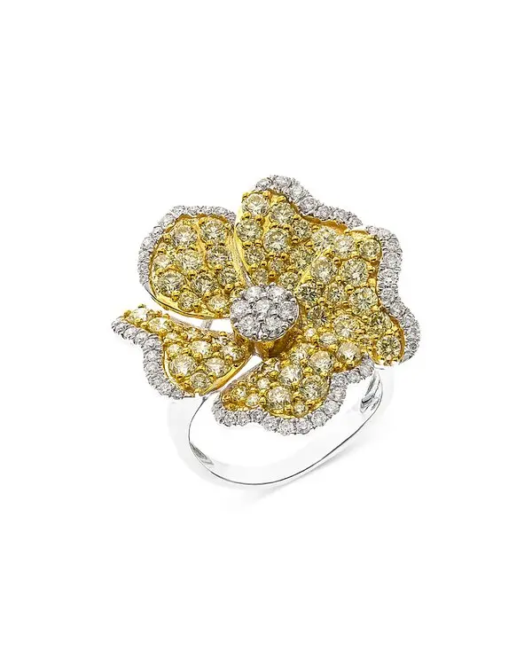 Bloomingdale'S Diamond Flower Ring In 14k Gold - White/gold