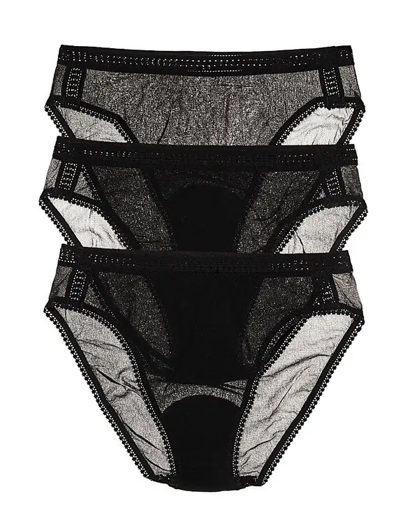 ON GOSSAMER Gossamer Mesh Hip High-cut Briefs, Set Of 3 - Black