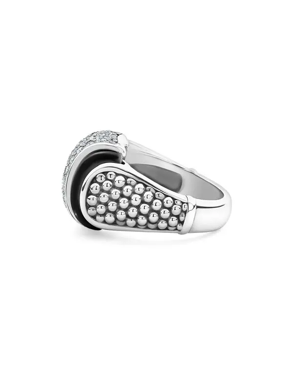 Lagos Sterling Diamond And Ceramic Statement Ring - Silver