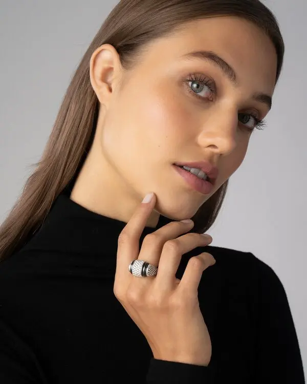 Lagos Sterling Diamond And Ceramic Statement Ring - Silver