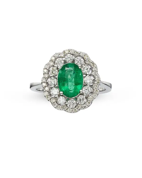 Bloomingdale'S Emerald And Diamond Ring In 14k White Gold - Green/white