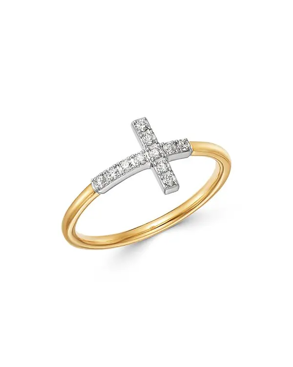 Bloomingdale'S Diamond Cross Ring - White/gold