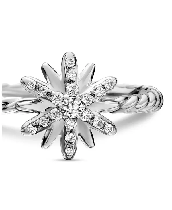 David Yurman Sterling Starburst Ring With Diamonds - Silver