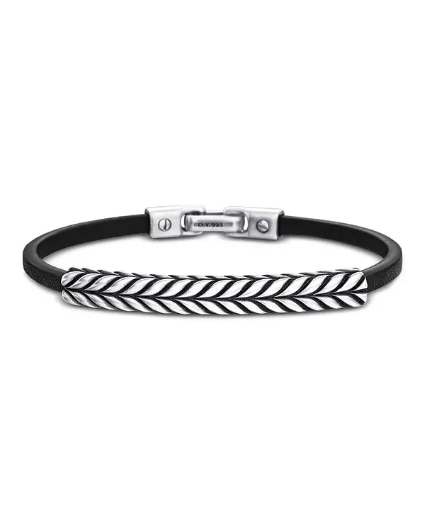 David Yurman Chevron Leather Bracelet - Black