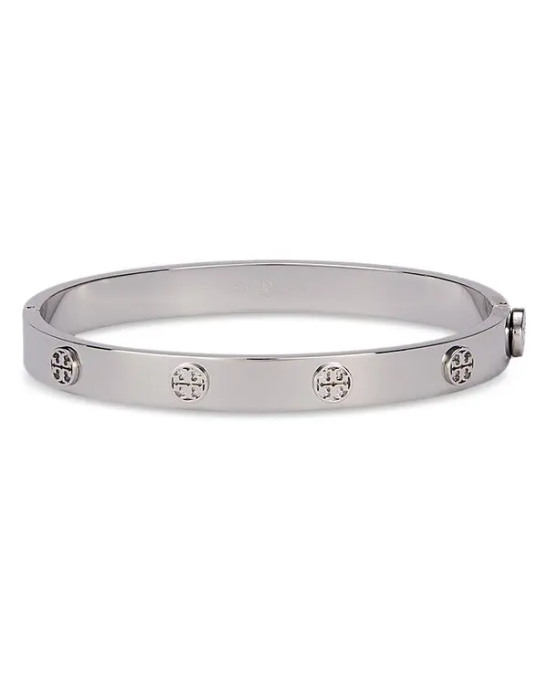 Tory Burch Miller Studded Hinge Bangle - Silver