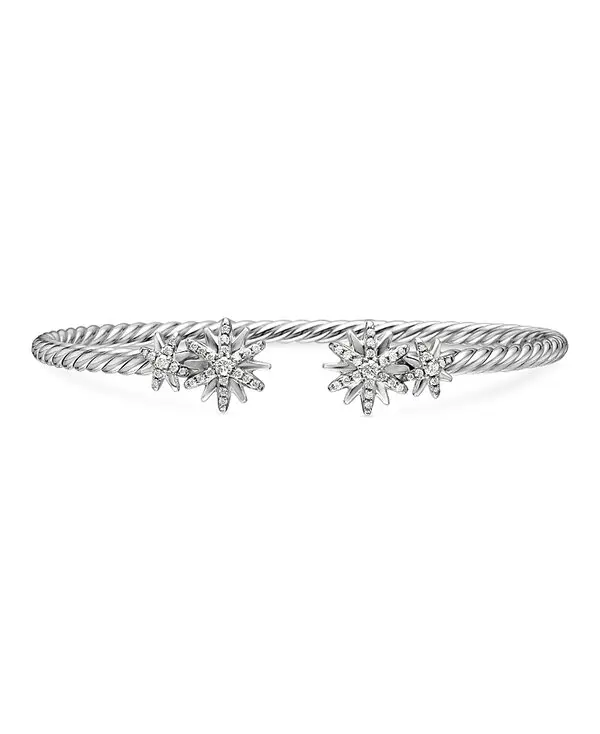 David Yurman Sterling Starburst Bangle With Diamonds - Silver
