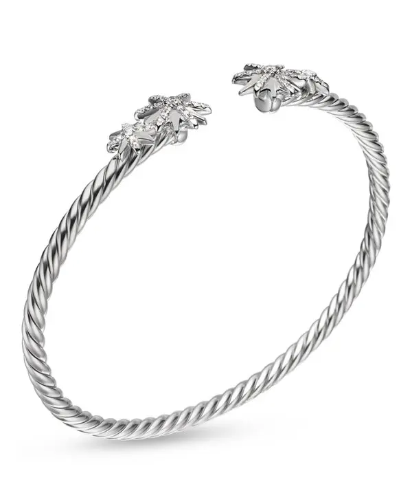 David Yurman Sterling Starburst Bangle With Diamonds - Silver