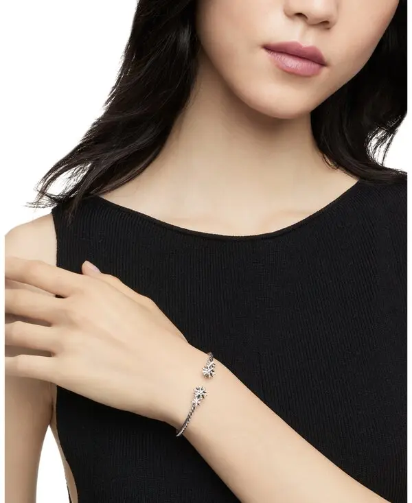 David Yurman Sterling Starburst Bangle With Diamonds - Silver