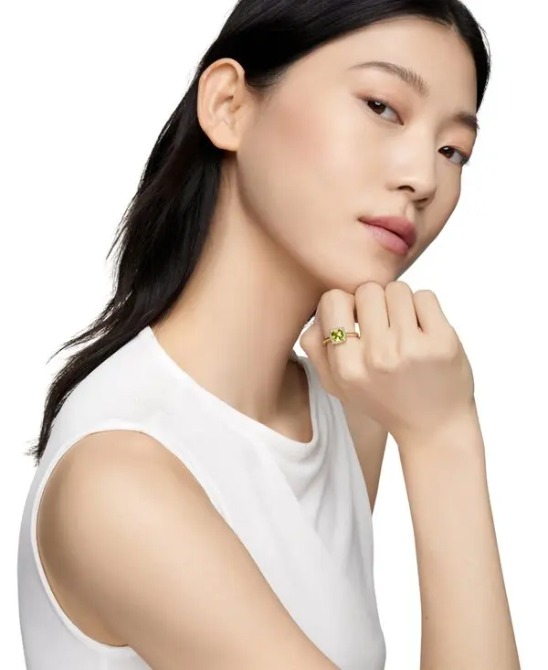 David Yurman Petite Chatelaine Pave Bezel Ring - Peridot