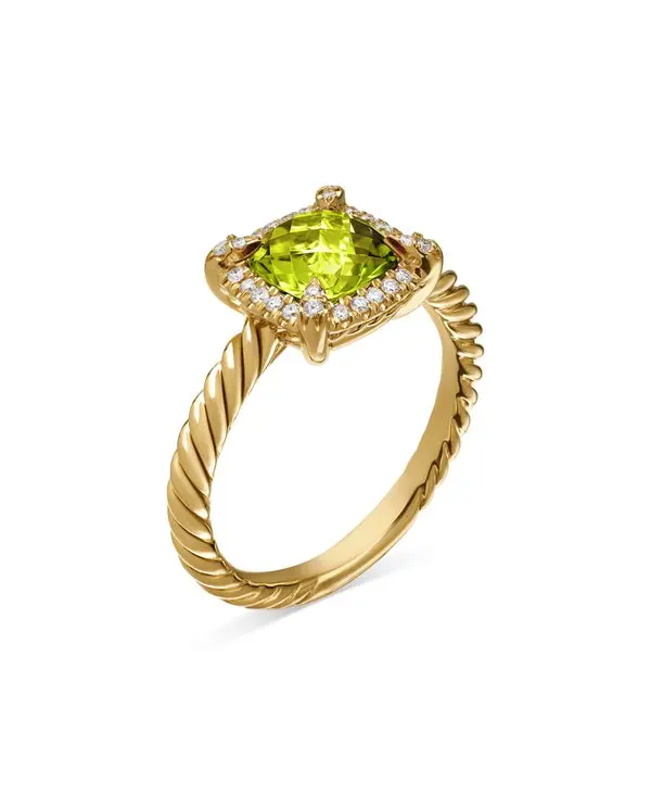 David Yurman Petite Chatelaine Pave Bezel Ring - Peridot