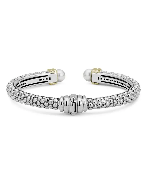 Lagos Sterling Silver And 18k Yellow Gold Pearl Cuff - White/silver
