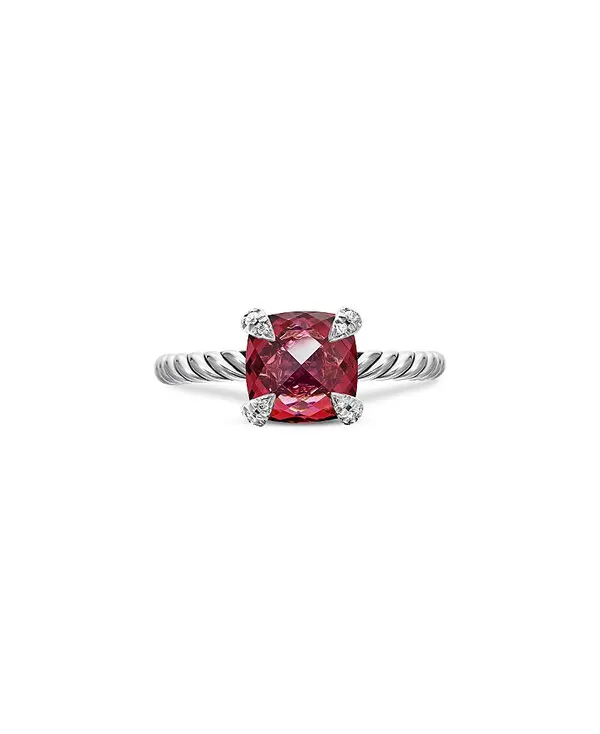 David Yurman Chatelaine Ring With And Diamonds - Garnet