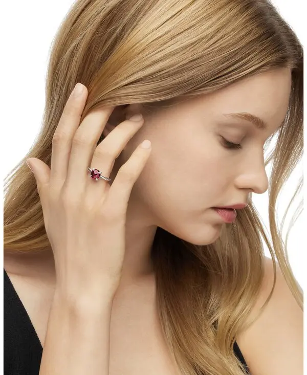 David Yurman Chatelaine Ring With And Diamonds - Garnet
