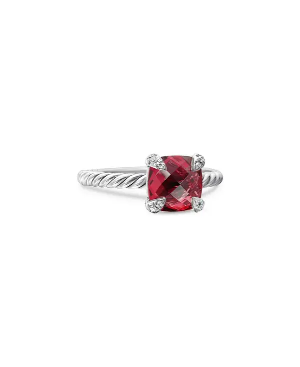 David Yurman Chatelaine Ring With And Diamonds - Garnet
