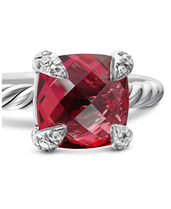David Yurman Chatelaine Ring With And Diamonds - Garnet