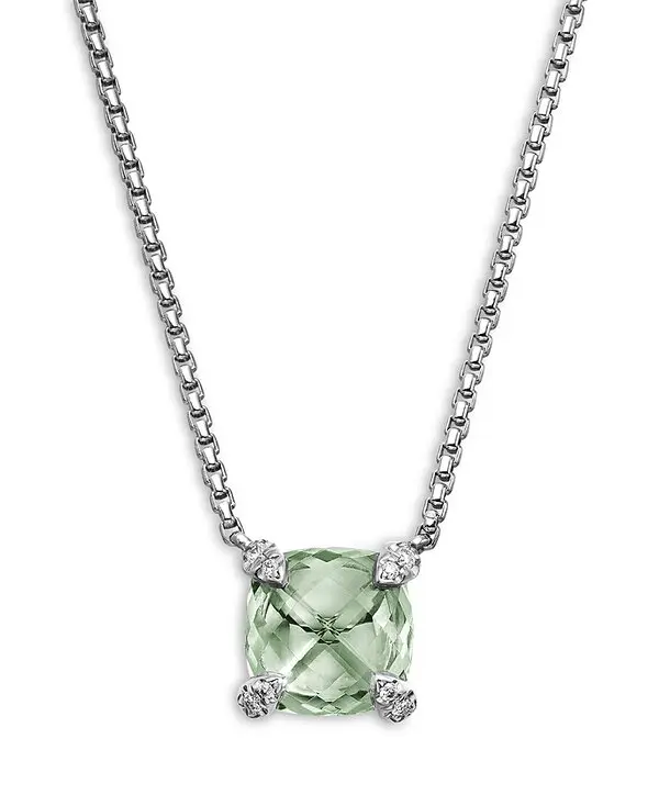 David Yurman Chatelaine Pendant Necklace With And Diamonds - Green