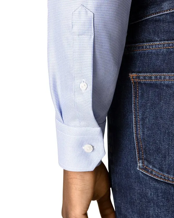 Eton Contemporary Fit Houndstooth Dress Shirt - Blue