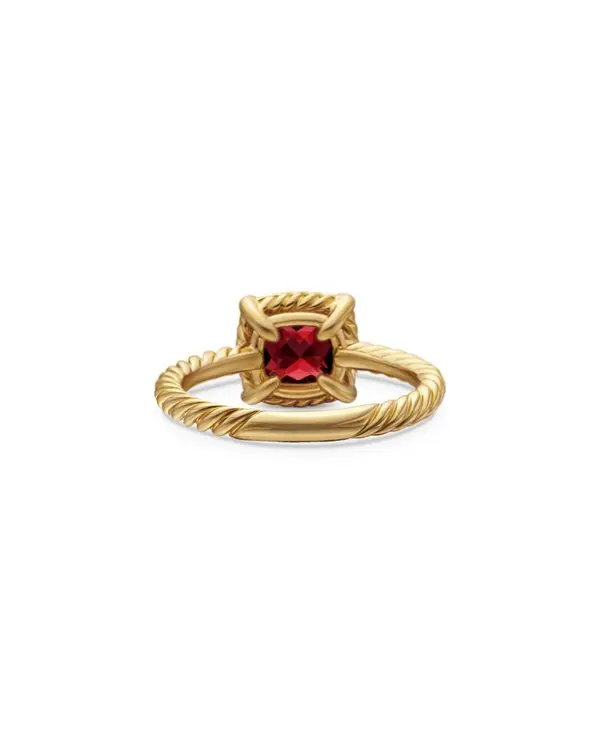 David Yurman Petite Chatelaine Pave Bezel Ring In 18k Yellow Gold With - Garnet