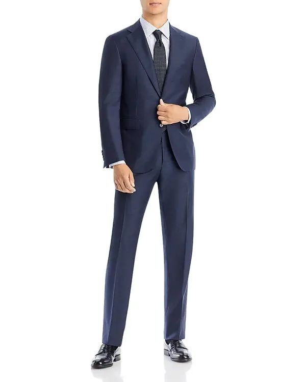 Canali Capri Melange Twill Solid Slim Fit Suit - Navy
